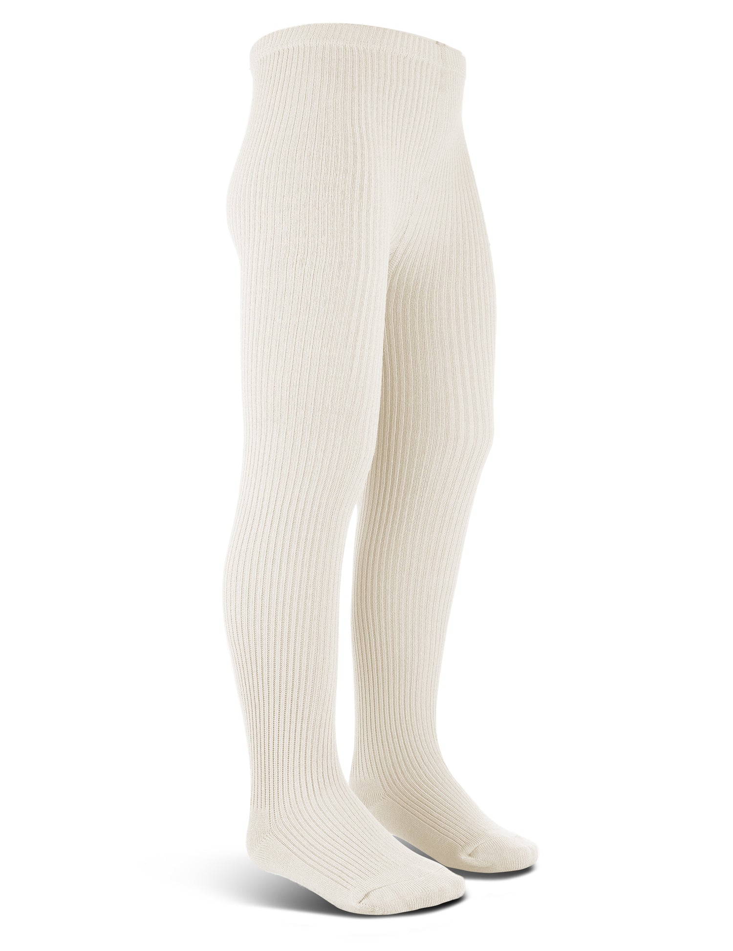 Thin Ribbed | Ivory Cotton Tights