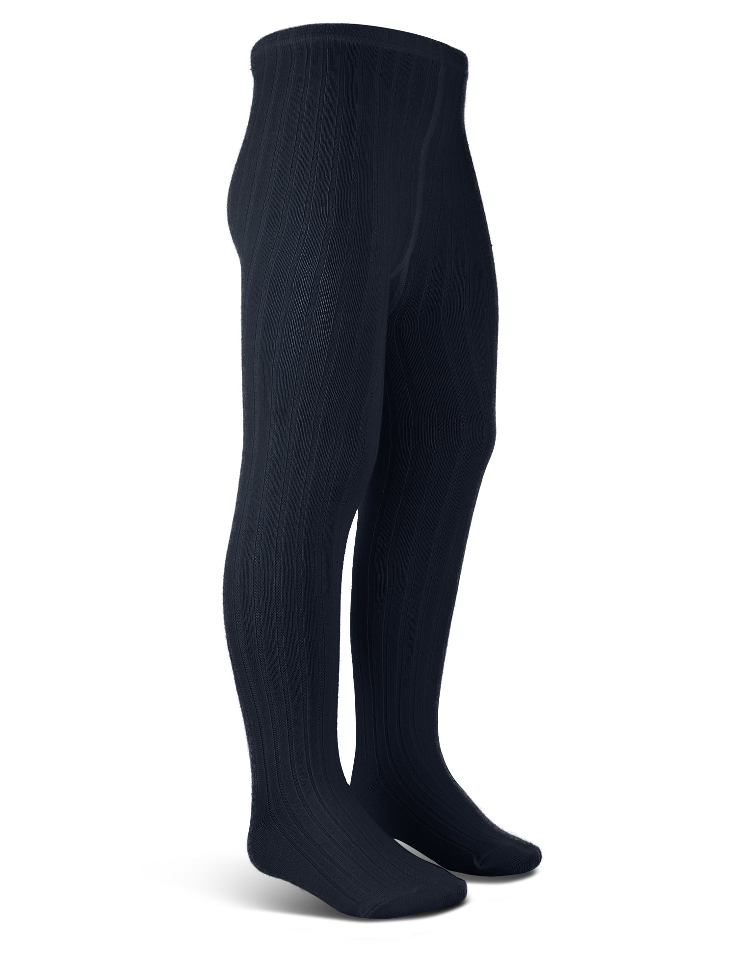 Wide Ribbed | Navy Cotton Tights